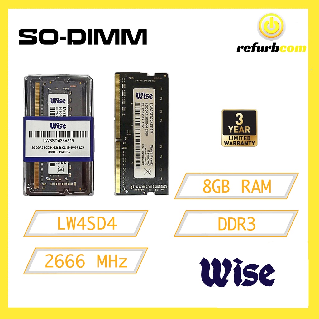 WISE Laptop Ram 8GB DDR4L 2666 MHz 1.2V SO-DIMM RAM (LW4SD4) DDR4 (4GB ...