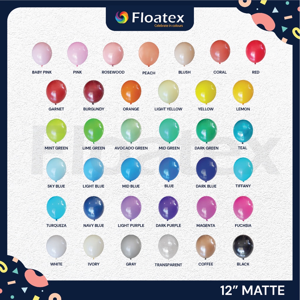 Floatex 3.2g 12 Inch 10pcs High Quality Matte Latex Colorful Balloon ...