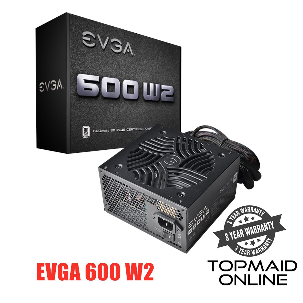 EVGA 600 W2 600W 80 PLUS WHITE CERTIFIED NON MODULAR POWER SUPPLY ...