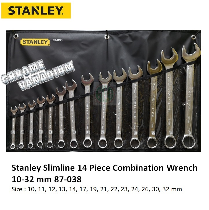 Stanley 87038 Slimline 14 Piece Combination Wrench Set 10-32 mm 87-038 ...