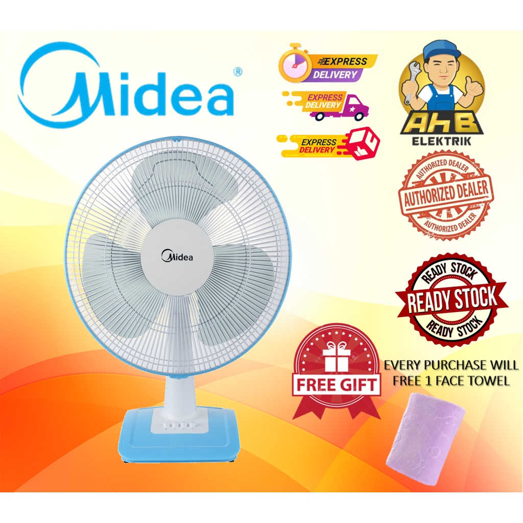MIDEA TABLE FAN KIPAS MEJA MF-16FT17NB ( WHITE BLUE ) | Shopee Malaysia
