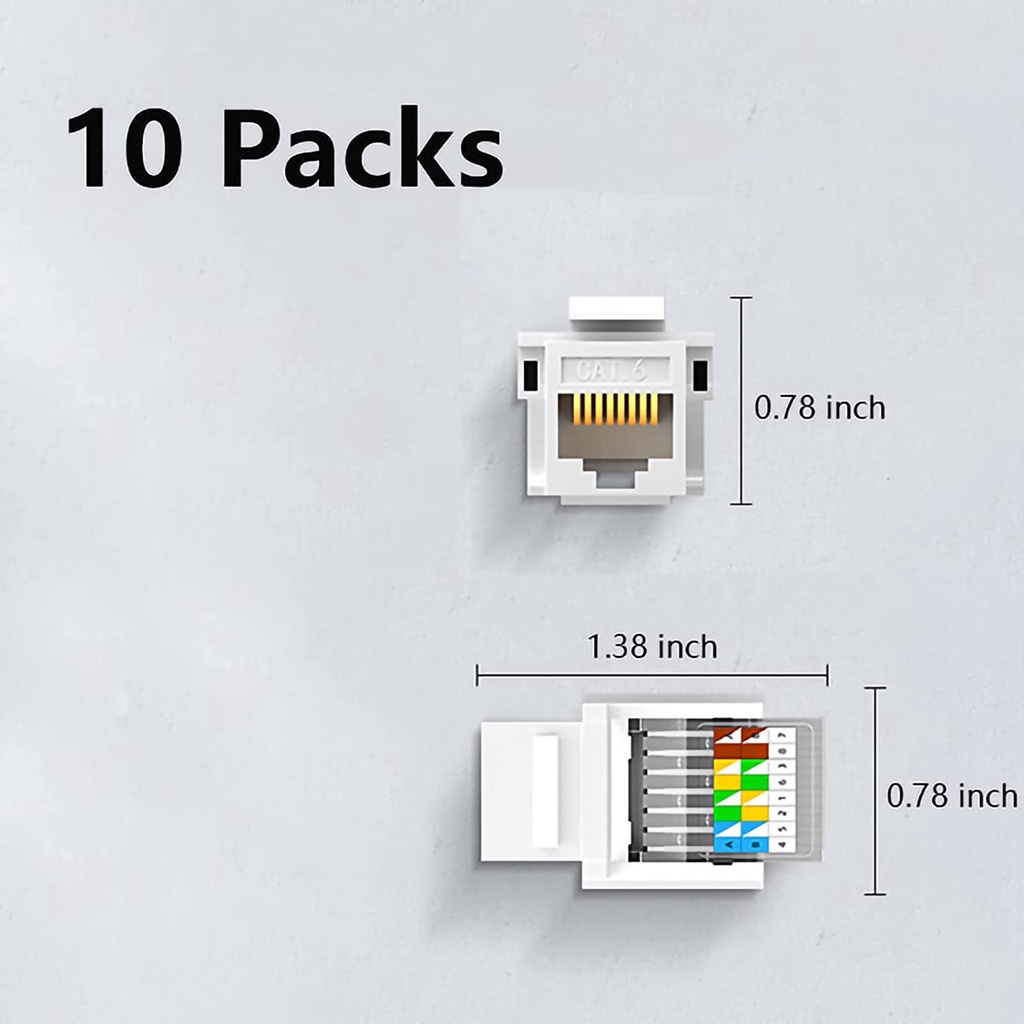 ZoeRax 10PCS Cat6 RJ45 Tool-Less Keystone Ethernet Module Female Jack Network Punch Down ...
