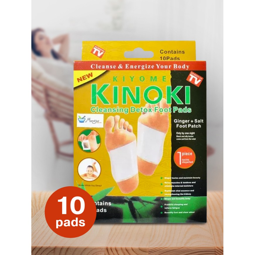 10pcs (WHITE/GOLD) KIYOME KINOKI Cleansing Detox Foot Pads Pad Kaki ...