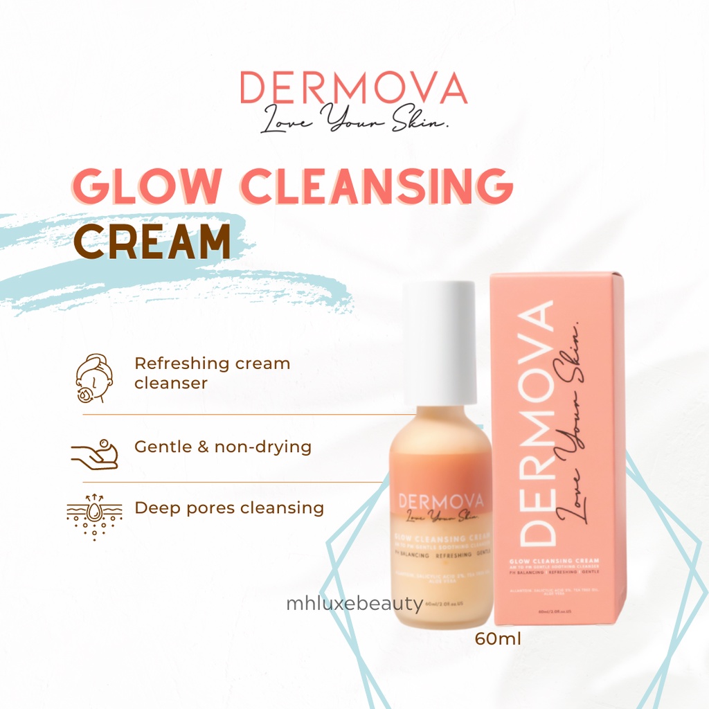 DERMOVA Glow Cleansing Cream | Gentle Salicylic Acid Cream Facial ...