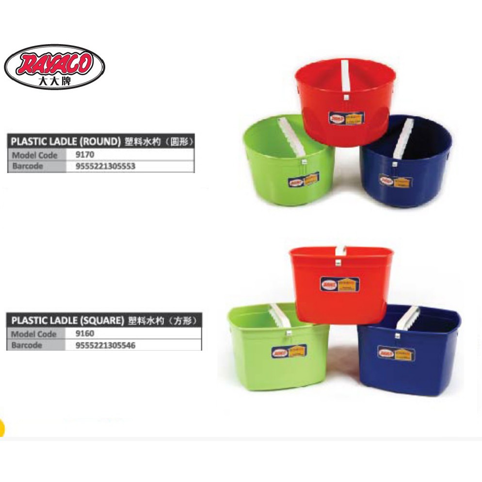 RAYACO Square / Round Plastic Water Dipper / Plastic Ladle / Plastic ...