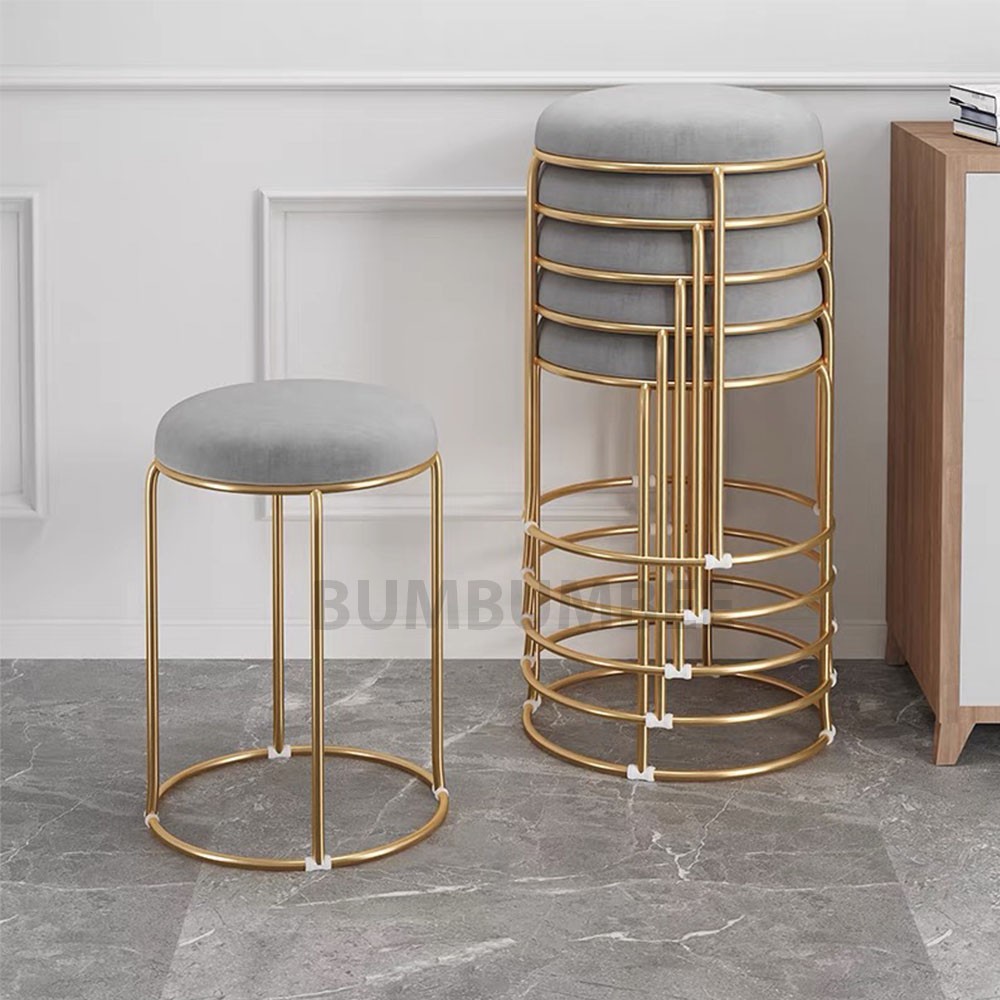 🔥SALES🔥 Gold Stainless Steel Nordic Dressing Table Stool Makeup Stool ...