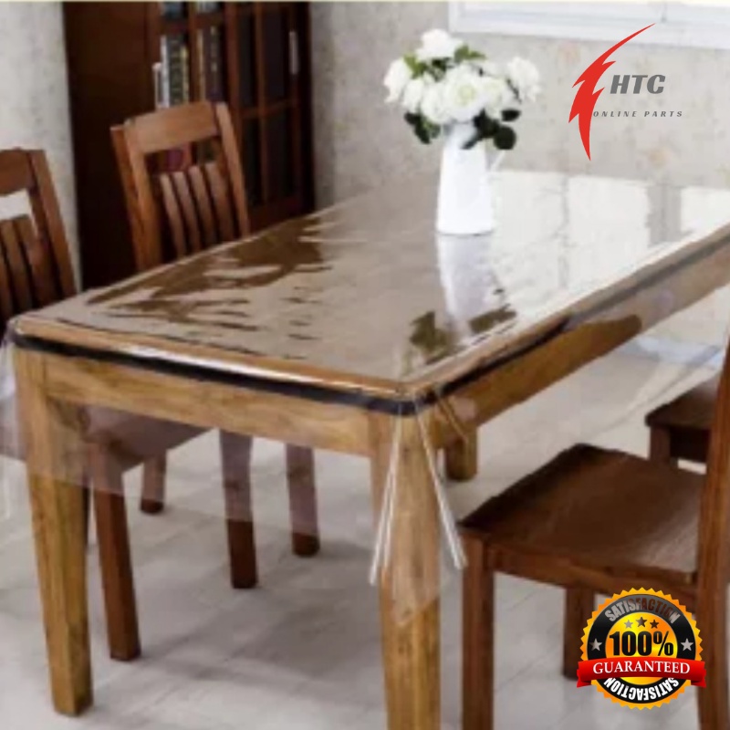 Alas Meja Plastik/Lapik Meja Tebal/PVC Clear/Jernih/Waterproof Plastic ...