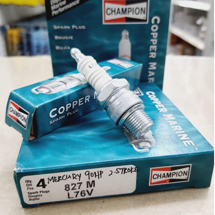CHAMPION SPARK PLUG COPPER MARINE ( 827M L76V ) FOR MERCURY 90HP 2 STROKE | Shopee Malaysia