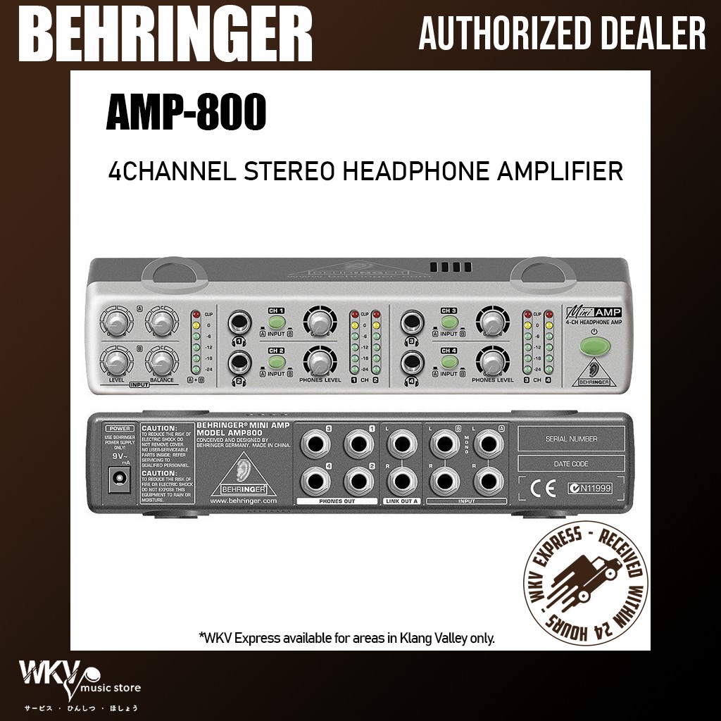Behringer AMP-800 MiniAmp Ultra Compact 4 Channel Stereo Headphone Portable Amplifier Amp ...