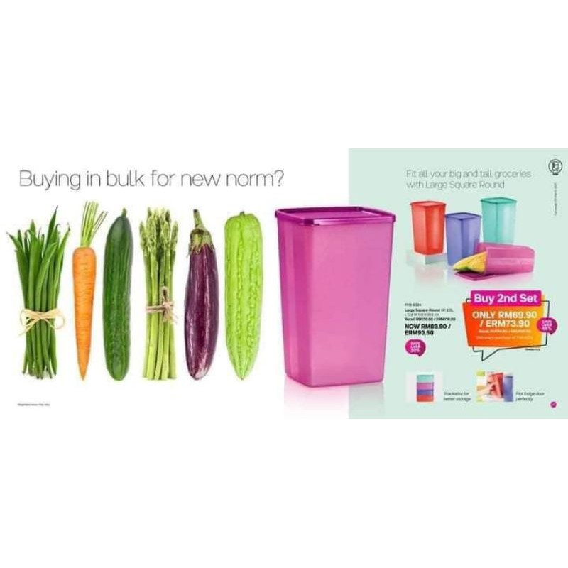 Tupperware Large Square Round 2.0 L (4 pcs) | Shopee Malaysia