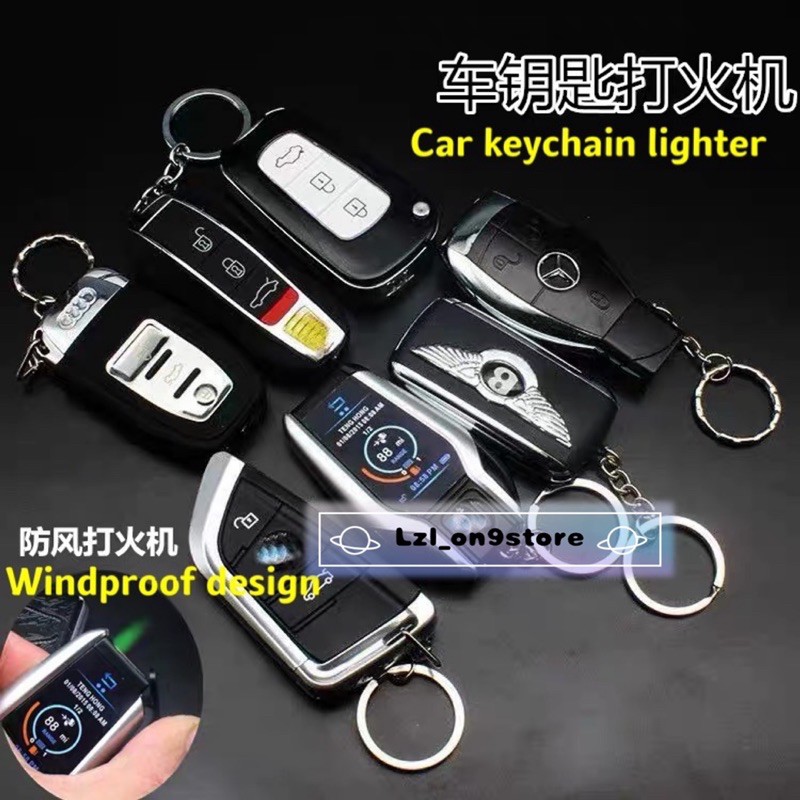 ready stock ️windproof branded car key lighter BMW/porches/bentley ...