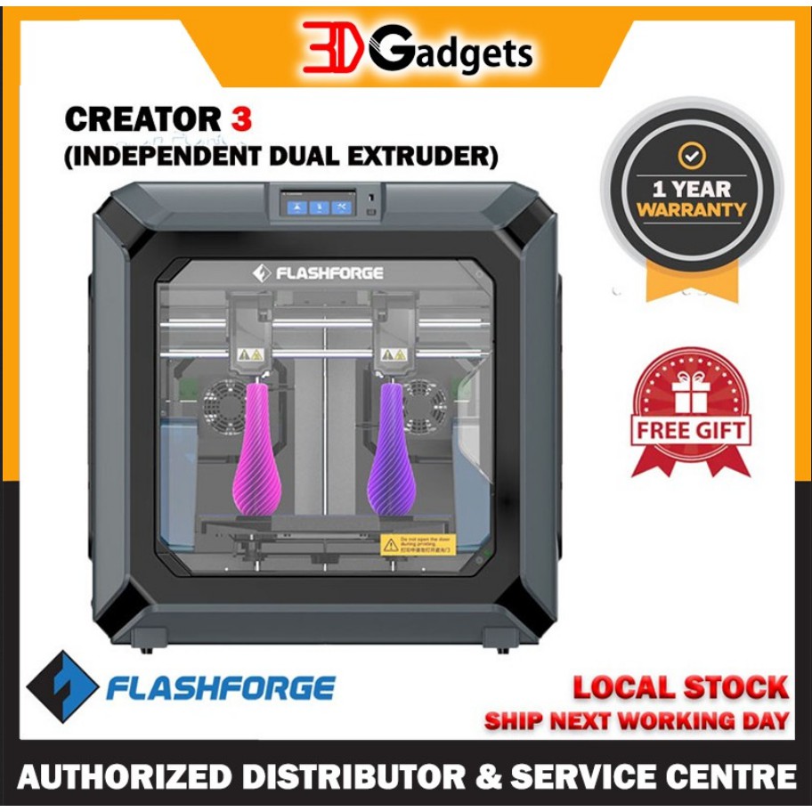 FlashForge Creator 3 3D Printer Independent Dual Extruders | Shopee ...