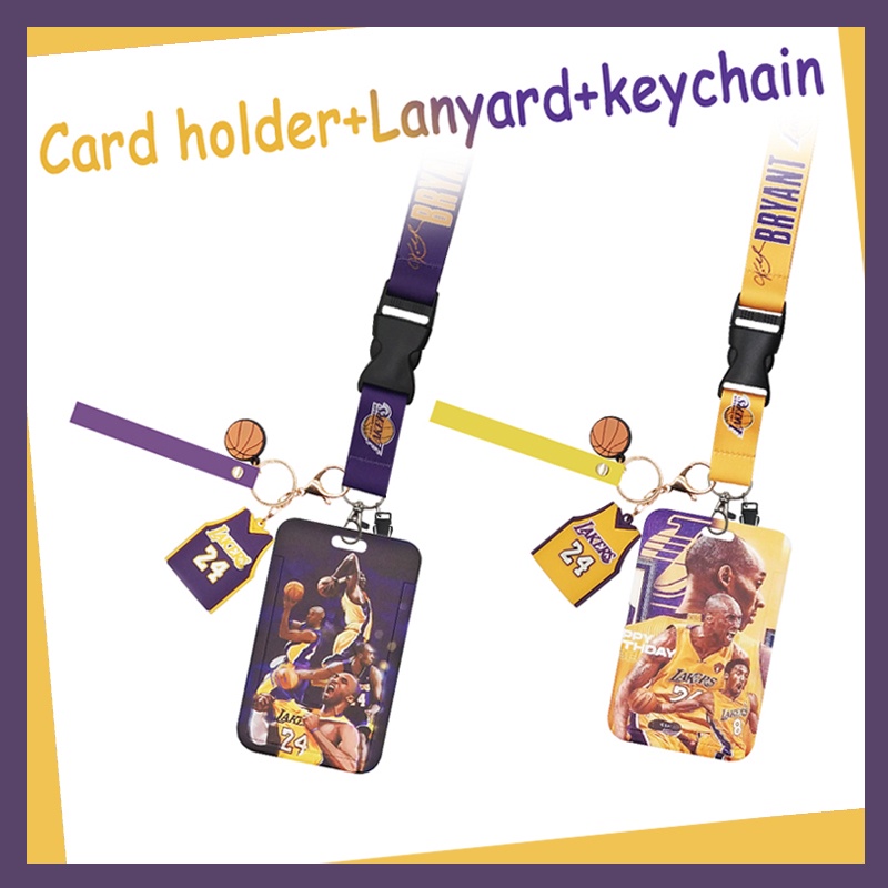 NBA Star Kobe Bryant Card Holder With Neck Lanyard 3D Jersey Keychain ...