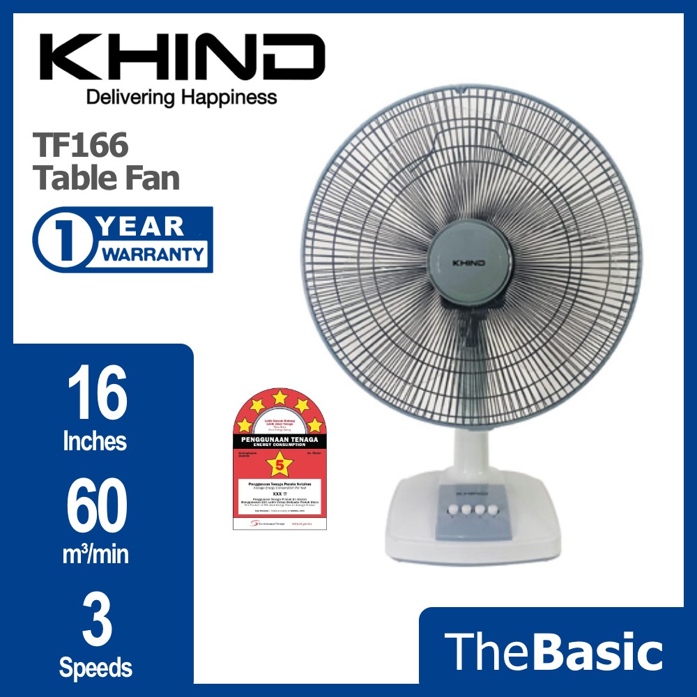 KHIND/FABER Table Fan 16" Inches 3 Speed Desk Fan Kipas Meja ( TF166 ...