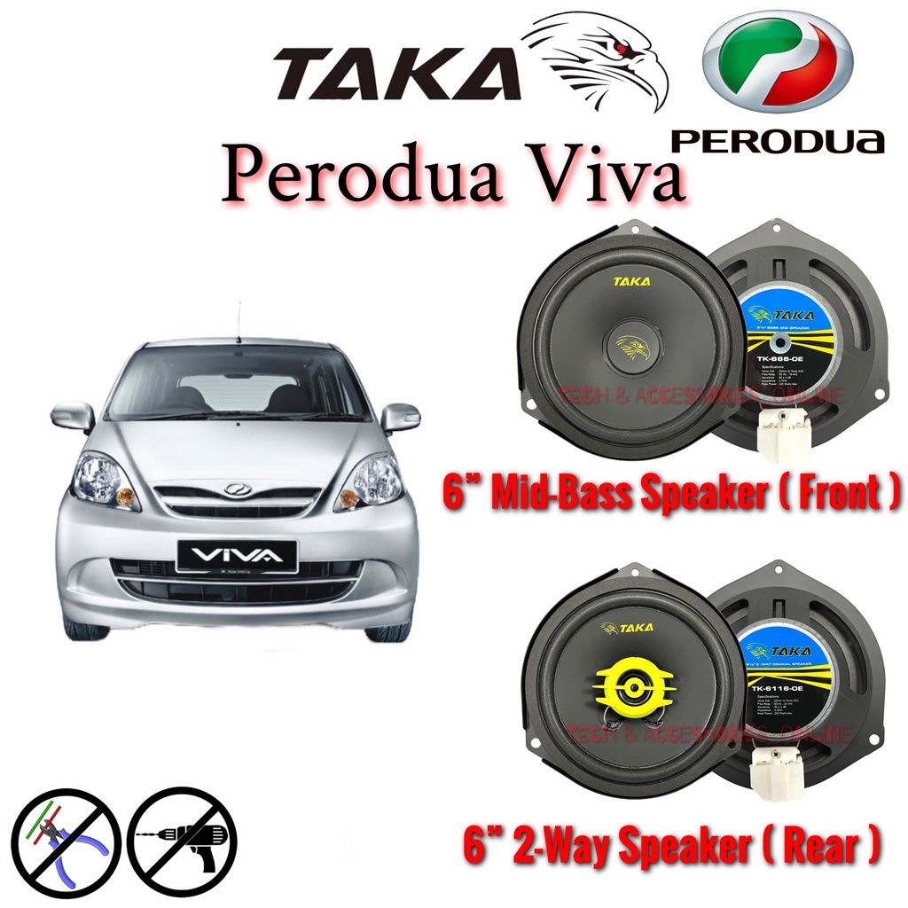 TAKA PERODUA Plug & Play OEM Speaker 2-WAY and MIDBASS Suitable for ...