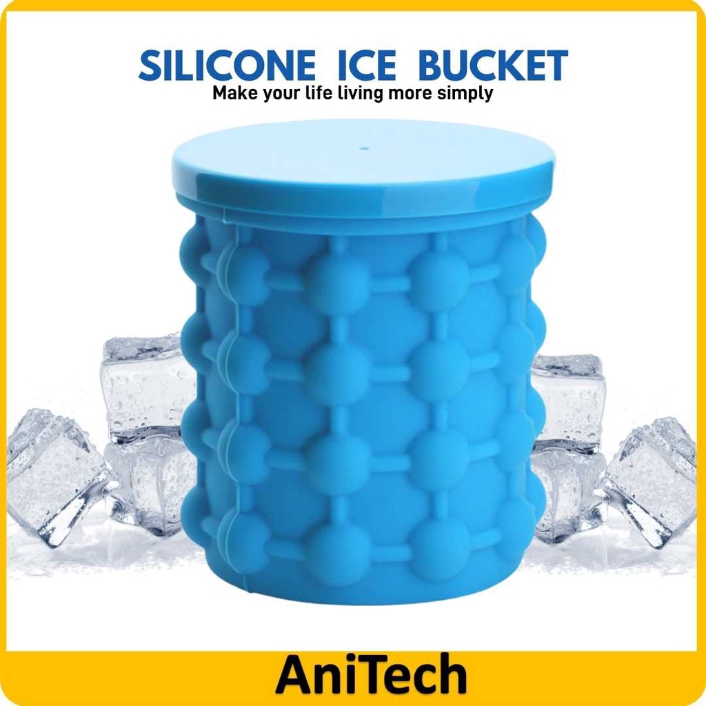 Magic Ice Cube Maker Genie Silicone Rubber Tray Molds Space Saving ...