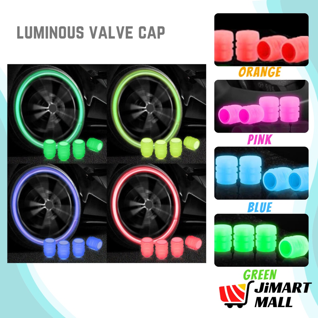 LUMINOUS VALVE CAP Penutup Tiub Tayar Angin Car Motorcycle Bicycle Tire ...
