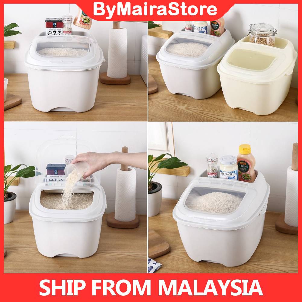 BMS 10KG Rice Storage Box Food Container with Wheels and Stackable ...