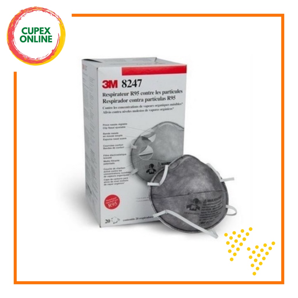 [20 PCS] 3M 8247 R95 White Mask Particulate Respirator (cupex) | Shopee ...