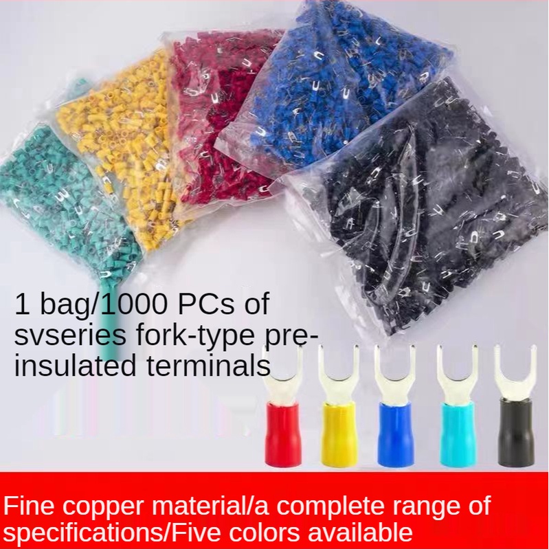 Sv1.25/2/3.5/5.5-4 copper lug fork type pre insulated terminal Y-shaped ...