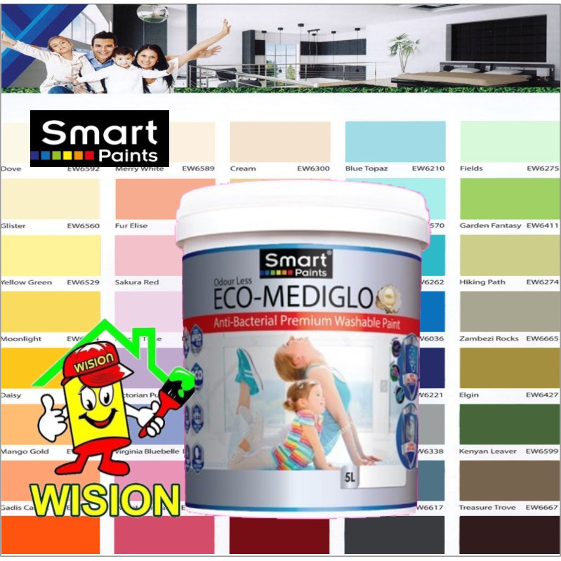 💥OFFER!💥 5 LITER Smart Paints Odour Less ECO-MEDIGLO / ECO MEDI GLO INTERIOR PAINT / Cat Rumah ...