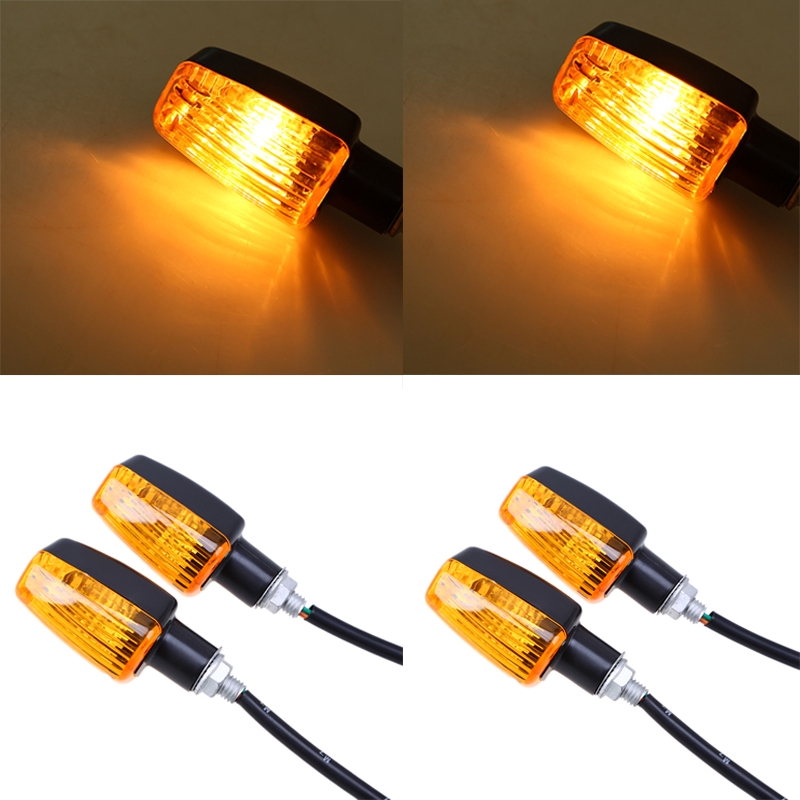 Universal Black Motorcycle Turn Signals Mini Blinker Amber Indicator ...