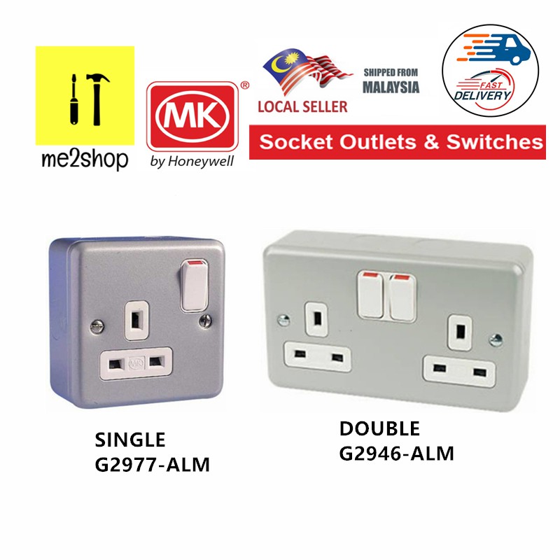 13A MK ELECTRICAL SWITCH SOCKET METAL BOX~1 GANG OR 2 GANG | Shopee ...
