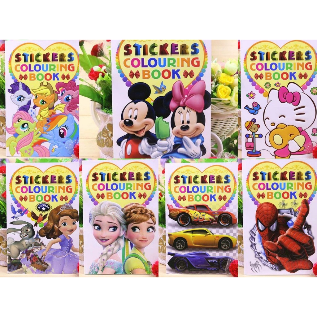 Sticker and Colouring Book Early Learning Cartoon / Buku Sticker dan ...