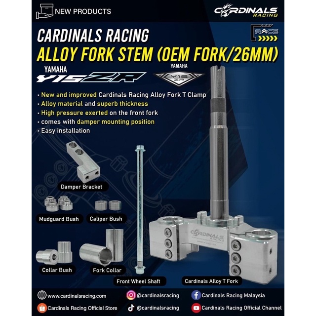 CARDINALS RACING ALLOY CNC STEERING STEM - HONDA RS150 / YAMAHA Y15ZR ...