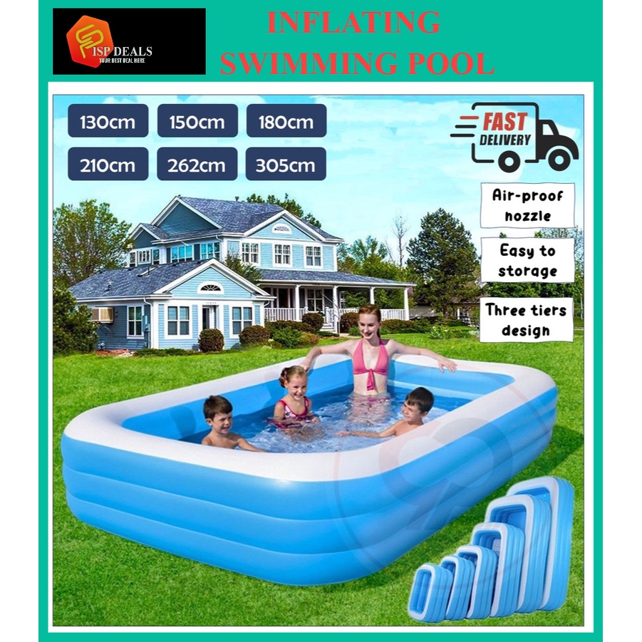 3 Rings Inflatable Family Swimming Pool Assorted Colour Kolam Renang ...
