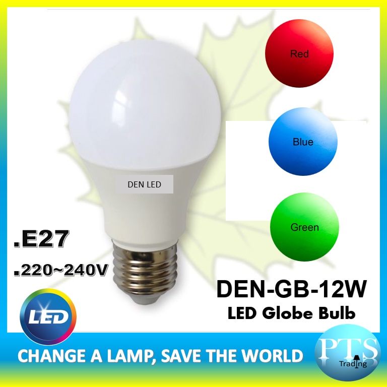 DEN / ALETKO LED COLOR BULB 12W-E27 - RED , BLUE , GREEN Mentol LED ...