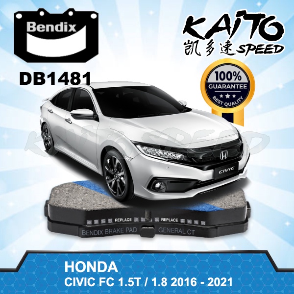 Bendix Front Brake Pad DB1481 Honda Civic FC TEA 1.5T / 1.8 2016 2017 2018 2019 2020 2021 1.5 ...