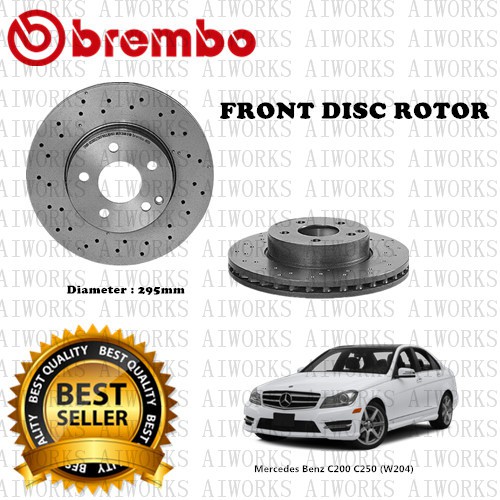 Brembo Mercedes Benz W204 C200 C250 Front Drilled Brake Disc Rotor ...