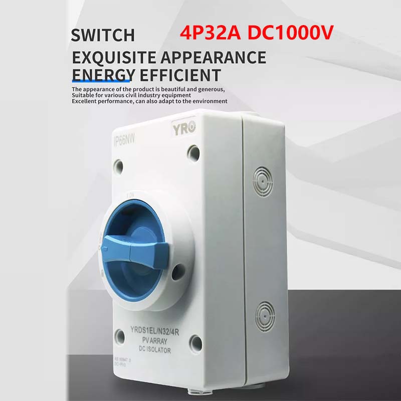 4P 32A DC1000V IP66 waterproof DC isolation switch Solar Isolator Switch PV Disconnect Switch ...