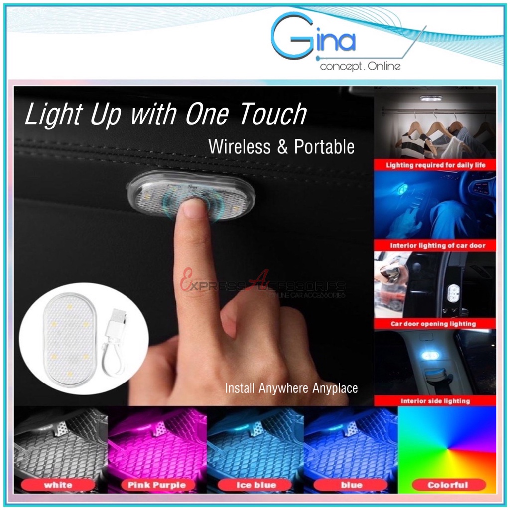 (Magnet) Mini Car Led Touch Light Wireless Car Interior Light Roof ...
