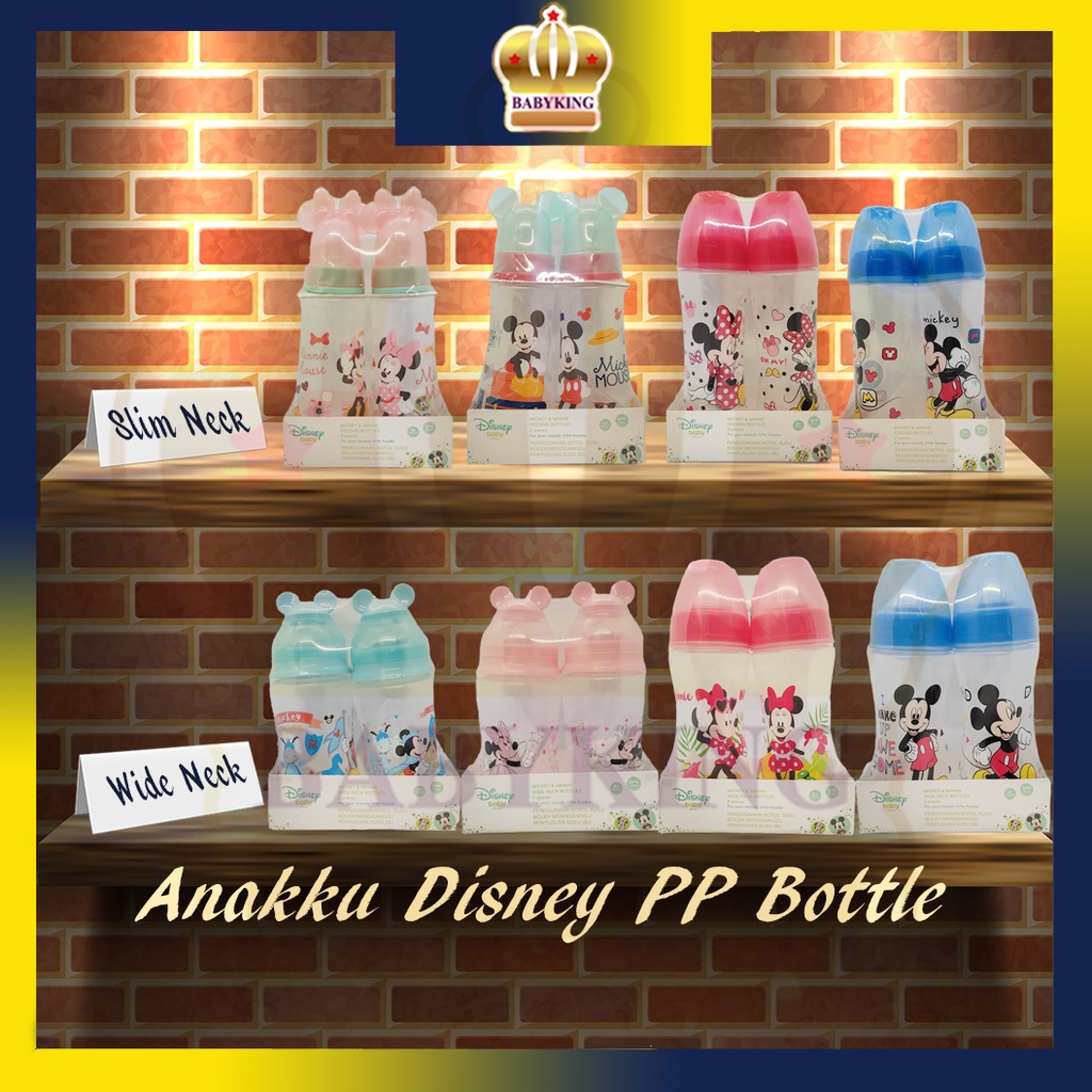 Original Anakku Disney Baby PP Wide Neck Standard Slim Neck Feeding ...