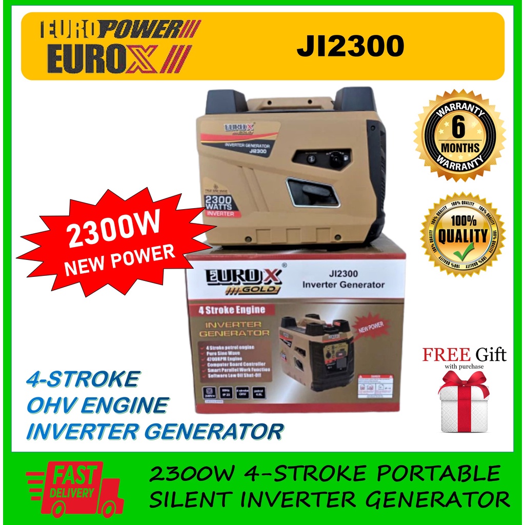 EUROX JI2300 4-STROKE PORTABLE SILENT INVERTER GENERATOR 2300W | Shopee Malaysia