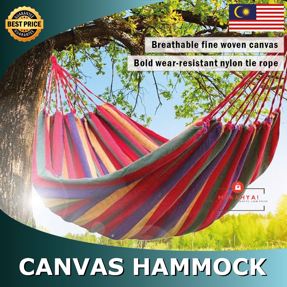 Camping hammock Buaian gantung outdoor jalur pelbagai warna Rainbow ...