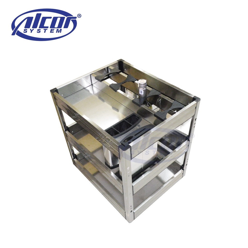Alcor System 304 Stainless Steel 3 Tier Multipurpose Pull Out Unit ...