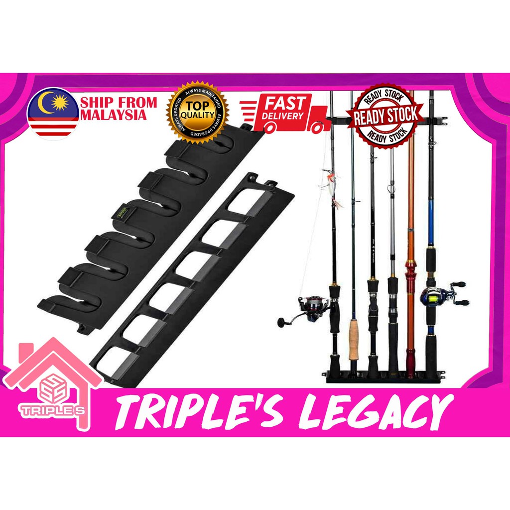 Rak Pancing kayu 23 lubang kayu Plastic Fishing Rod Holder rak Fishing ...