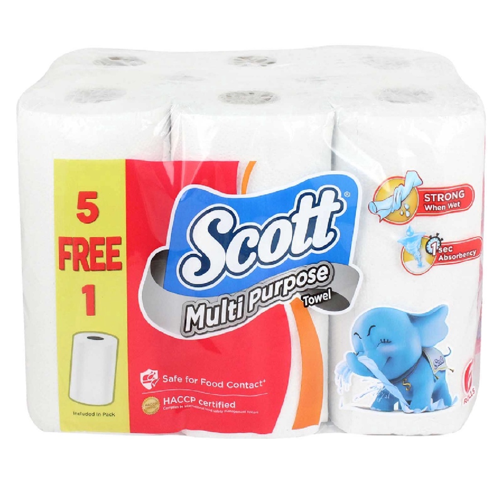 Scott Kitchen Roll Towel (55sheets x 5+1Rolls) | Shopee Malaysia