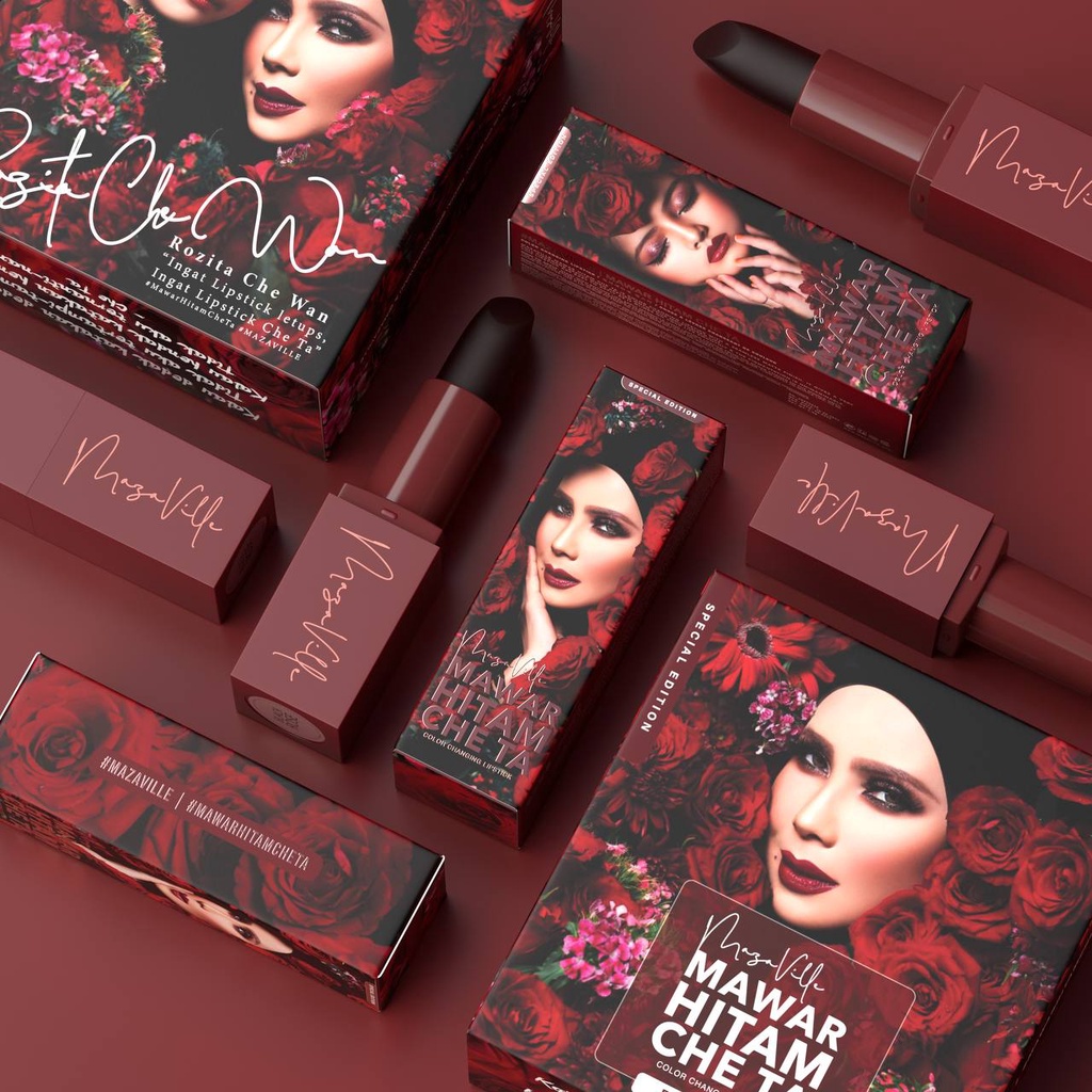 Inai kuku Che Ta original HQ 10ml maroon rose lipstick mawar hitam che ...