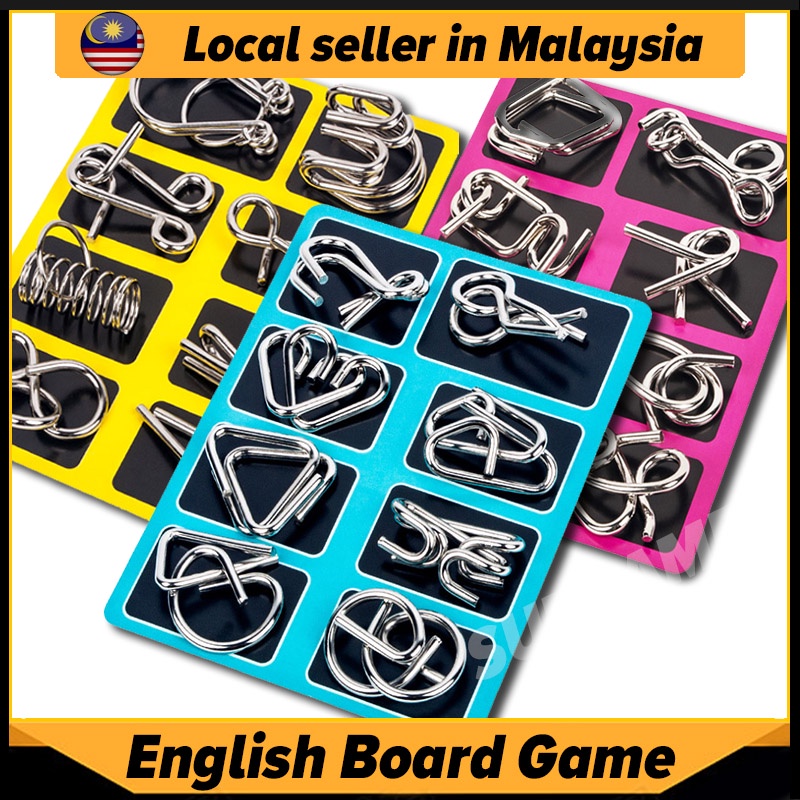 Metal Wire Puzzle Set Pouch Brain Teaser IQ Test Disentanglemen Iron ...