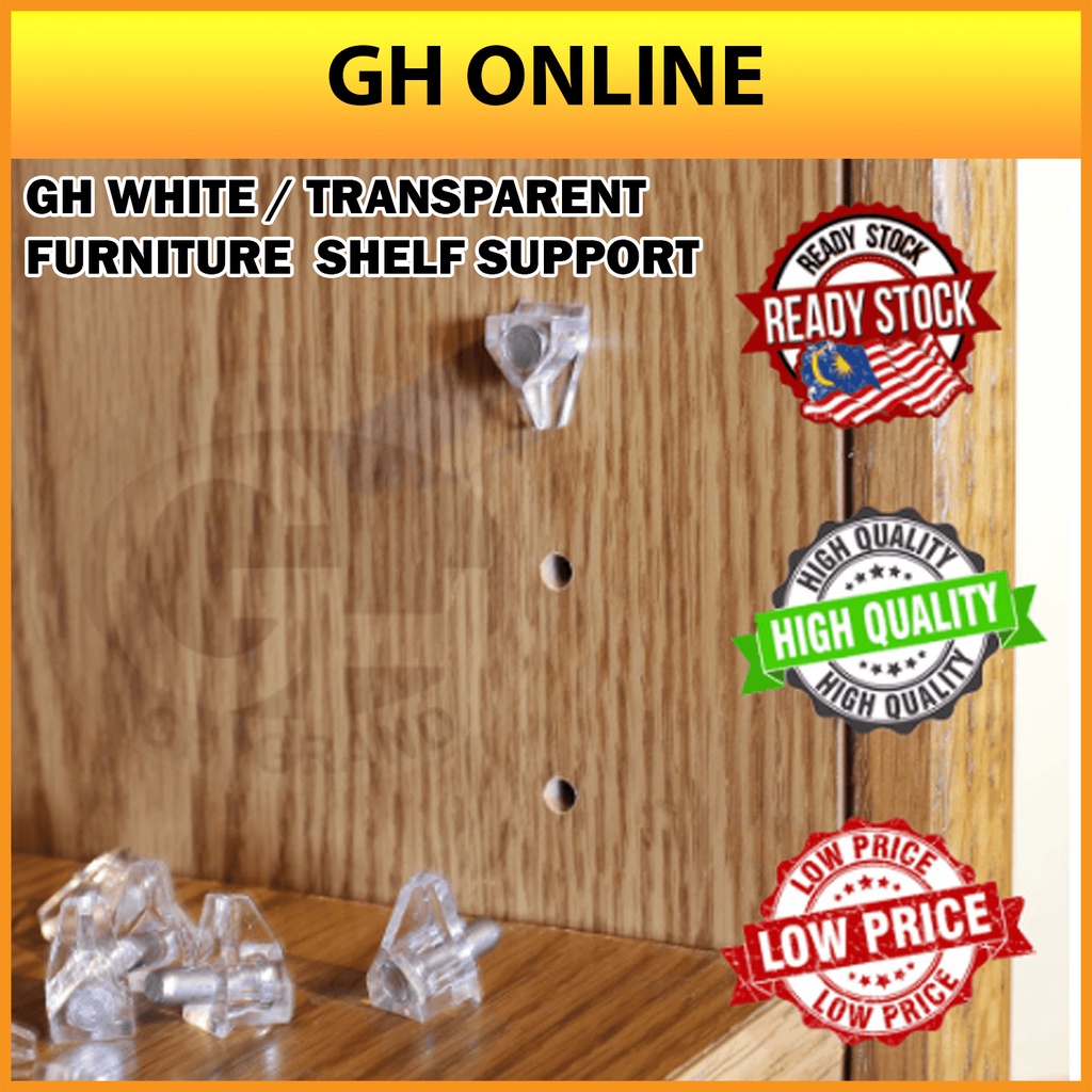 CABINET SHELF SUPPORT GH WHITE / TRANSPARENT (1 PACKAGE 100 PCS) 家私层板托 ...