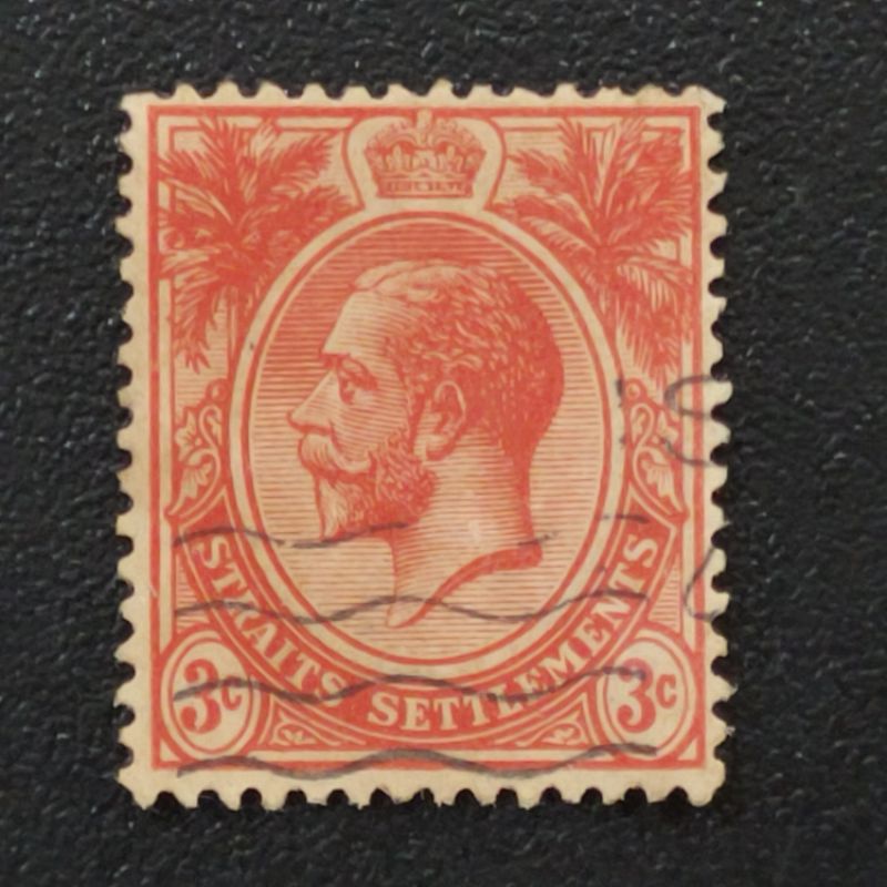1913 Stamp Straits Settlements-Unique Used Stamp-3c red King George V ...