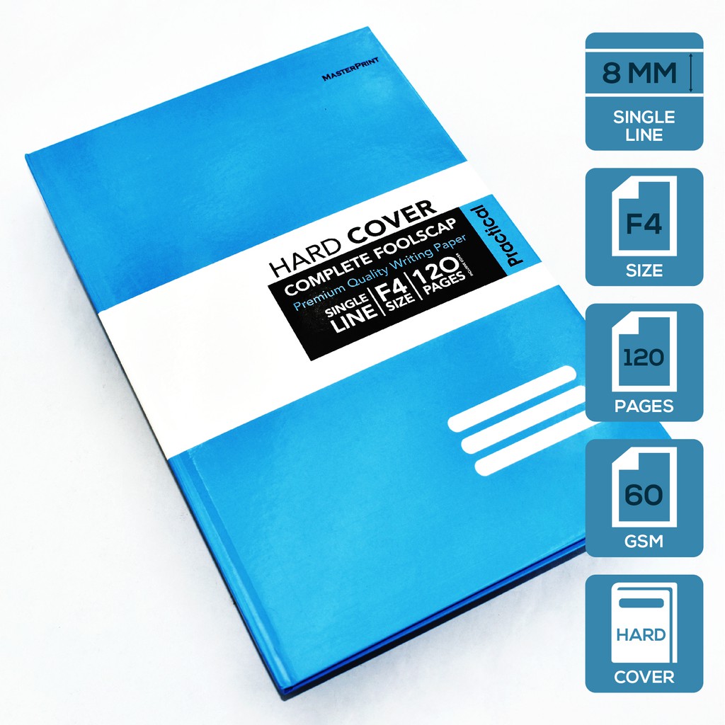 Masterprint Hard Cover Foolscap Note Book F4 Size (Single Line) 120 ...