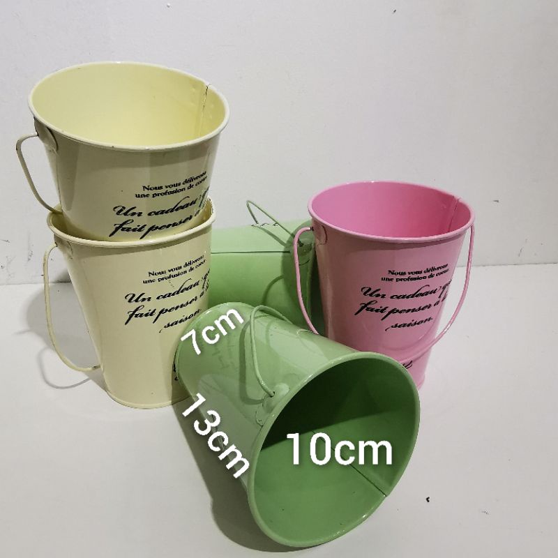 Pasu Bunga Besi Flower Pot Bucket Vase With Handle 花盆 桶 铁艺 复古 | Shopee ...