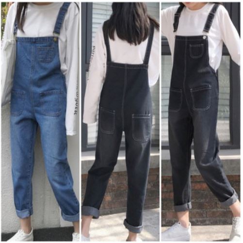 READY STOCK 5668 Straight Denim Zip Side Overall outer pants korean ...