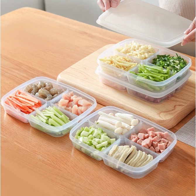 [Ready Stock] TOPFINE 4/5/6 Grid Refrigerator Storage Box Split Food ...