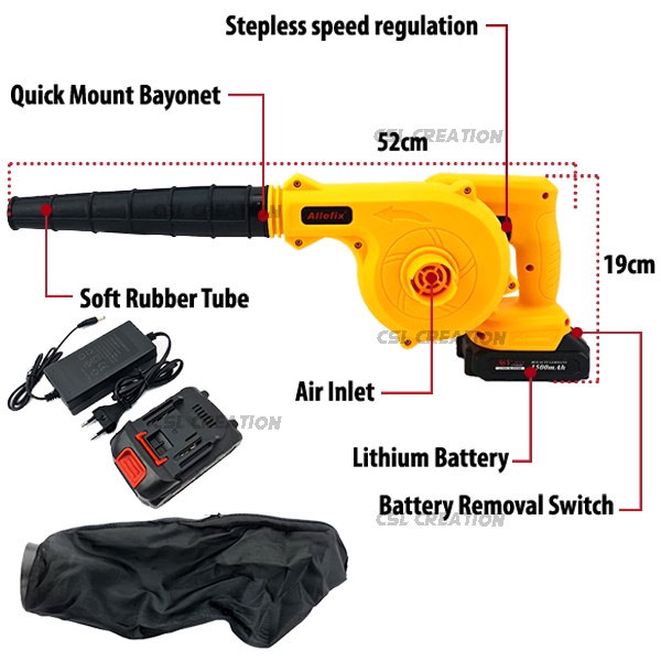36V Cordless Air Blower 2 in 1 Vaccum Cleaner Portable Air Blower and ...